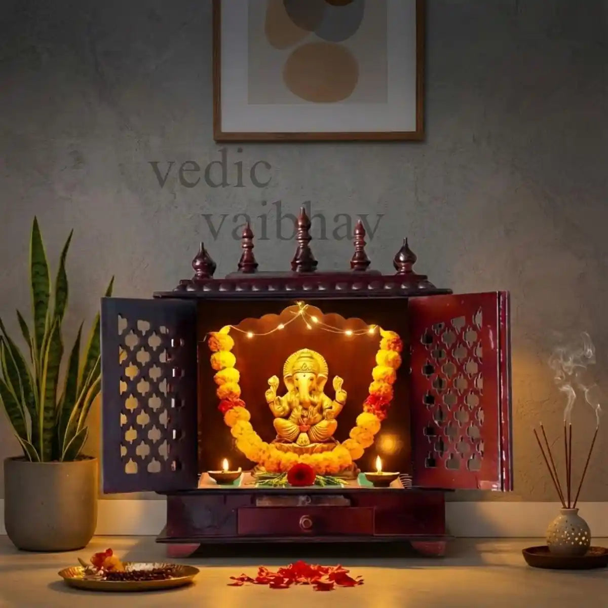 Wooden Devotional Temple for Home – Vedic Shop